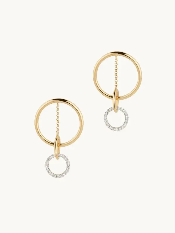 GWYN Apple Circle Pavé Drop Earrings - Yellow Gold,white Diamonds