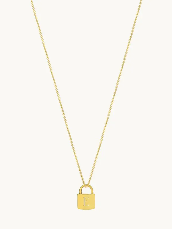 Sarah Chloe Mini Padlock Initial Pendant Necklace - One-color