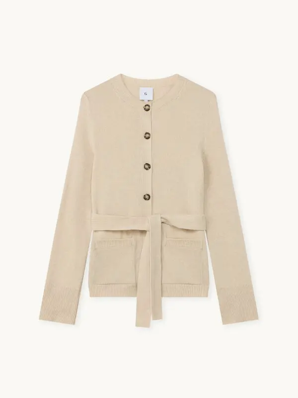 GWYN Slim Belted Cardigan - Navy