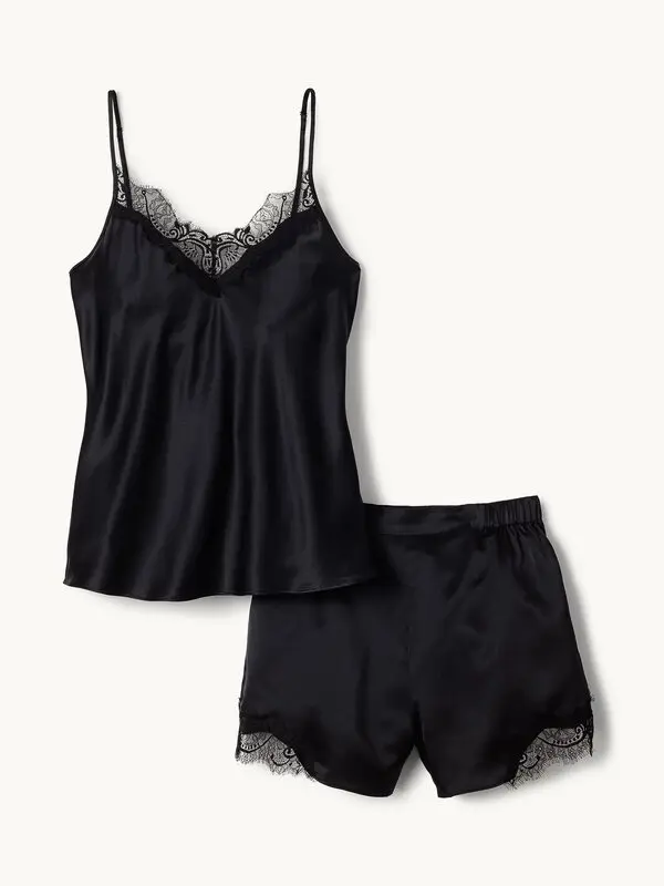 PETITE PLUME Silk Lace Cami Short Set