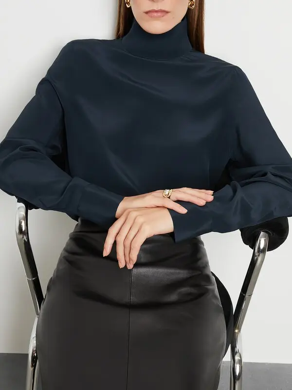 GWYN Silk Turtleneck Blouse