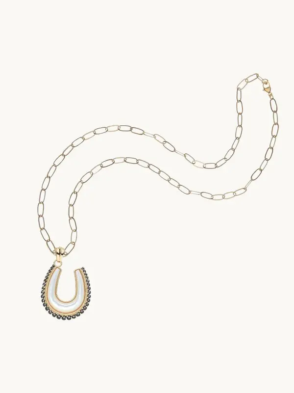 JANE WIN JEWELRY Horseshoe Pendant Necklace - Gold