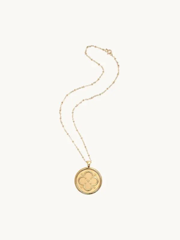 JANE WIN JEWELRY Love Coin Pendant Necklace - Gold