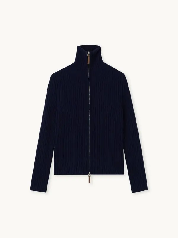 GWYN Spencer Ribbed Wool-cashmere Sweater - Navy