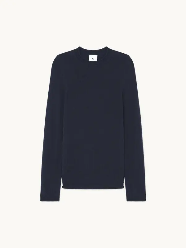 GWYN Cashmere Minimalist Sweater - Navy