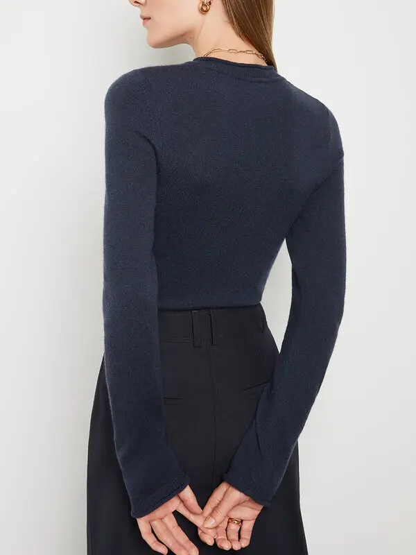 GWYN Cashmere Minimalist Sweater - Navy