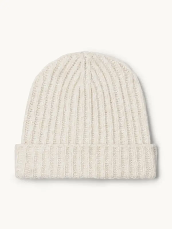 GWYN Ribbed Wool-cashmere Beanie - Ivory Mouline