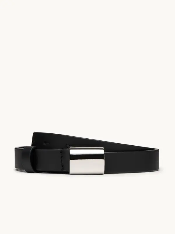 GWYN Slim Leather Belt - Black,silver