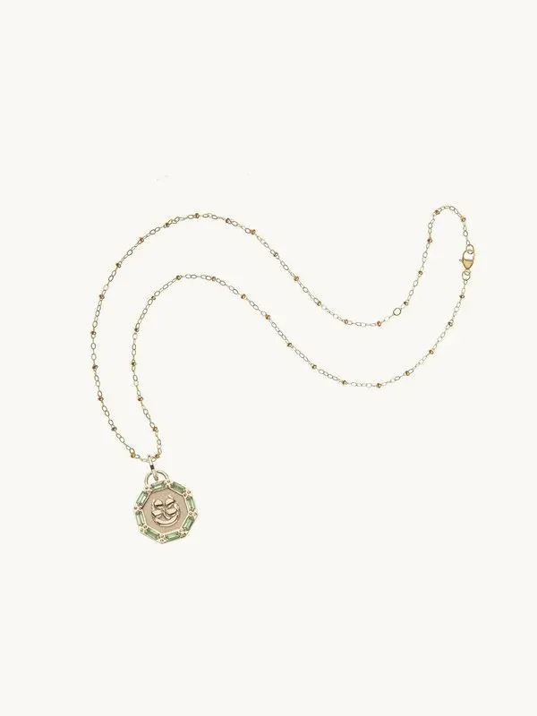 JANE WIN JEWELRY Lucky Embellished Coin Pendant Necklace - One-color
