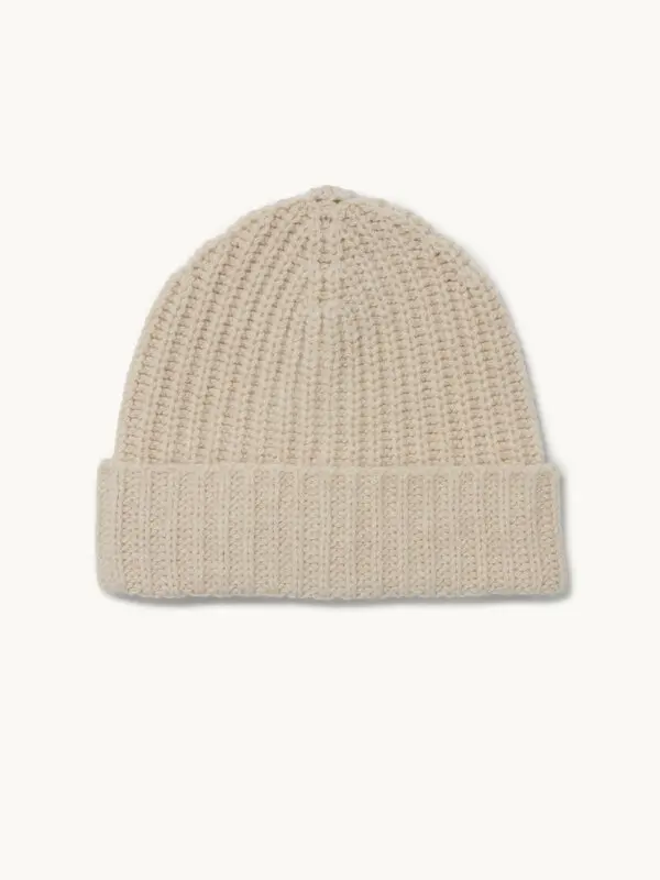 GWYN Ribbed Wool-cashmere Blend Beanie - Cream