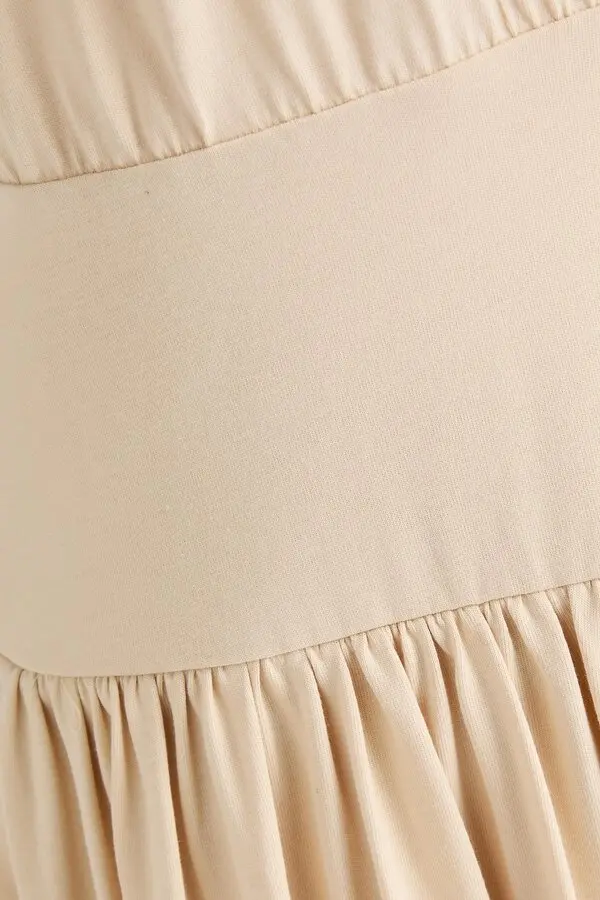 TOTEME Gathered Cotton-jersey Maxi Dress - Beige