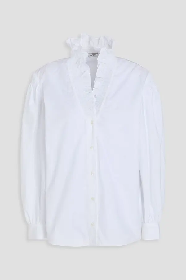 Sandro Ruffled Cotton-poplin Blouse