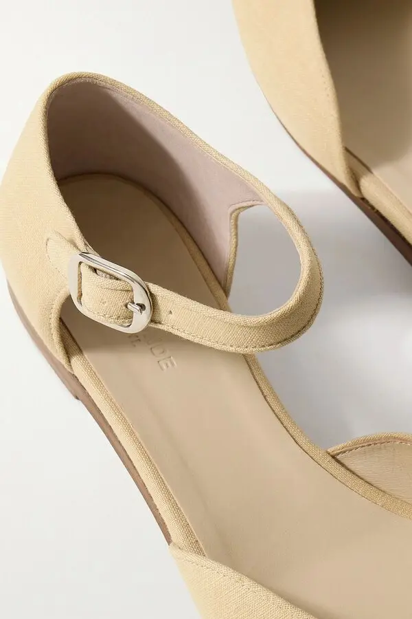 Le Monde Beryl Linen Mary Jane Ballet Flats - Beige