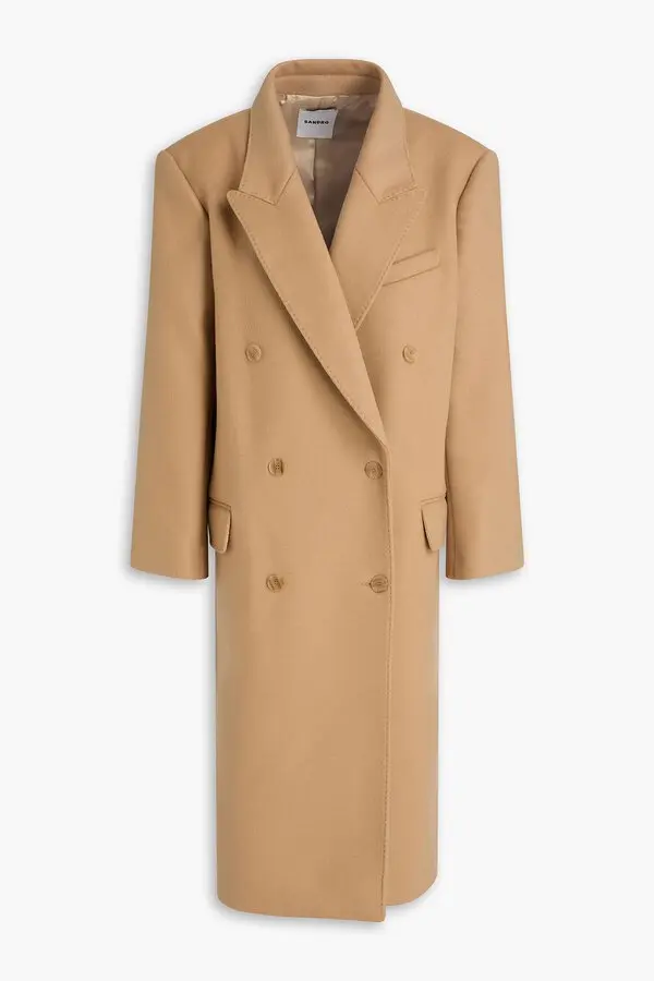 Sandro Double-breasted Wool-blend Felt Coat - Camel