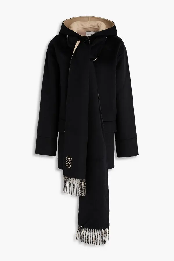 Sandro Wool-felt Hooded Coat With Detachable Scarf