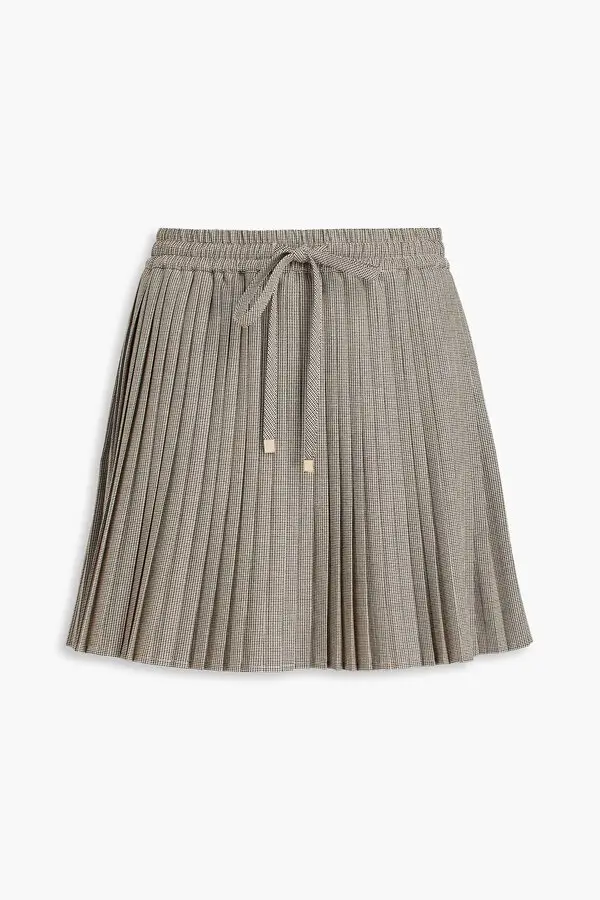 Sandro Houndstooth Tweed Pleated Mini Skirt