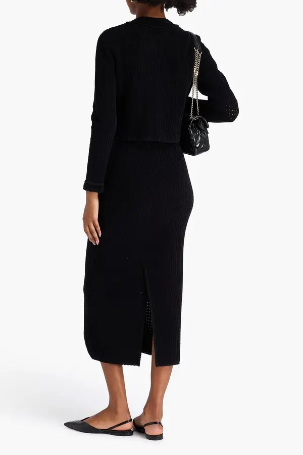 Sandro Pointelle-knit Midi Pencil Skirt