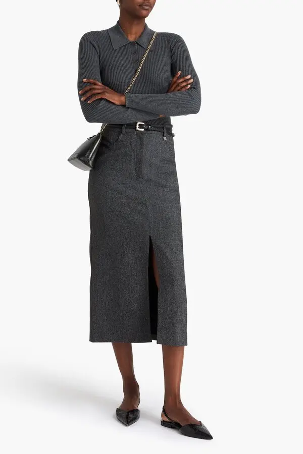 Sandro Twill Midi Skirt