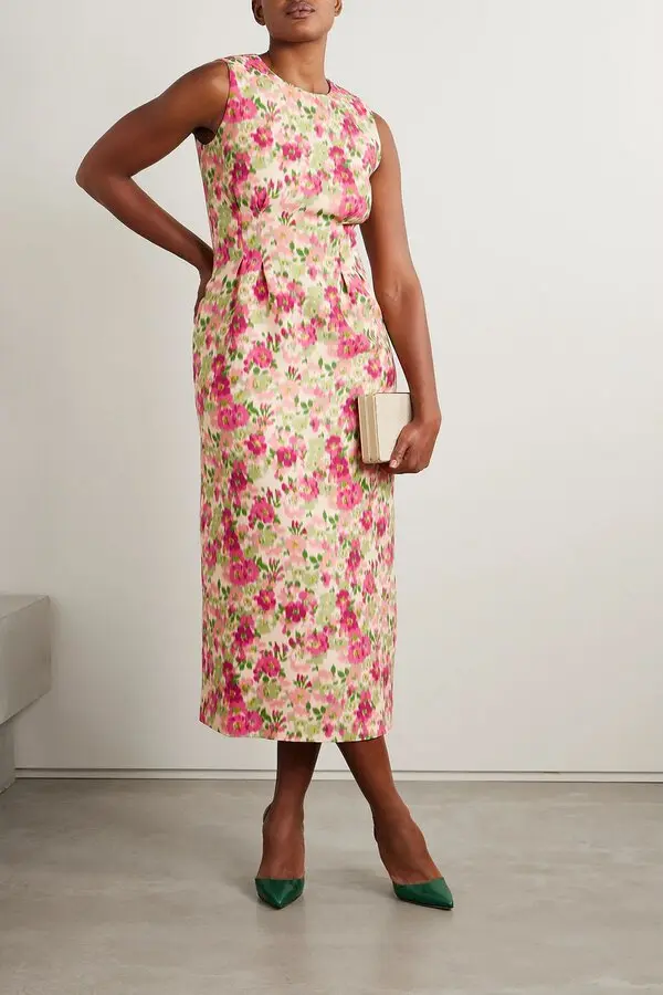 knee length dresses for ladies Ophelia Jacquard Midi Dress