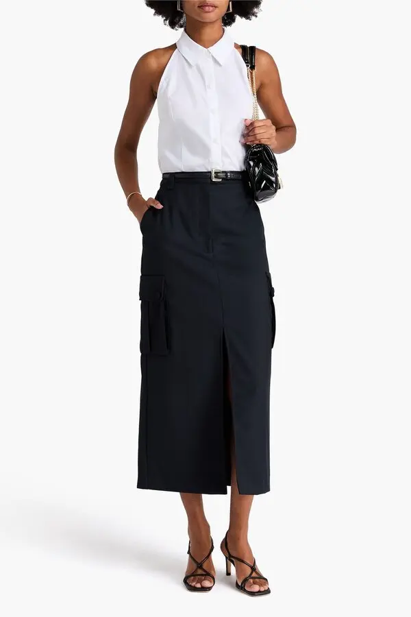 Sandro Twill Midi Skirt