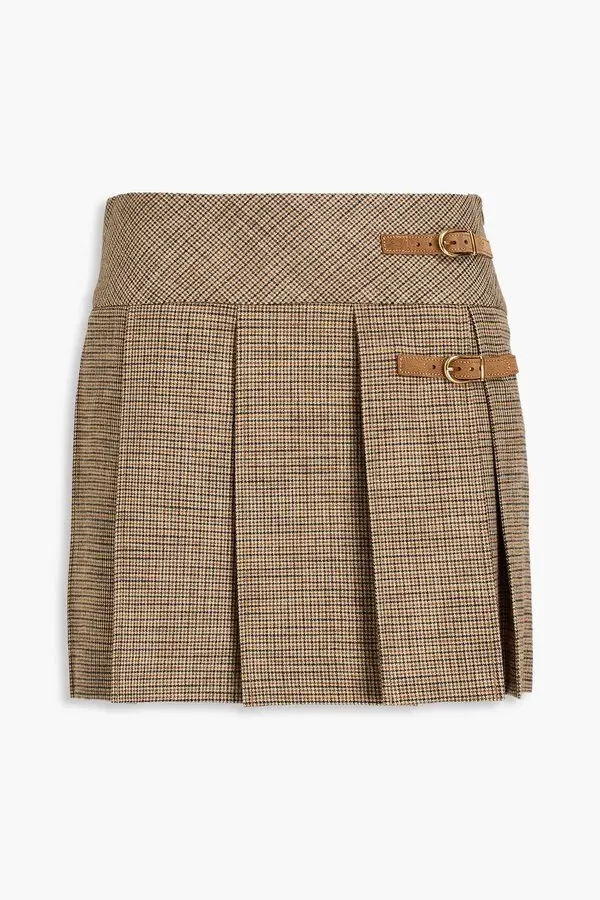 Sandro Pleated Houndstooth Tweed Mini Skirt