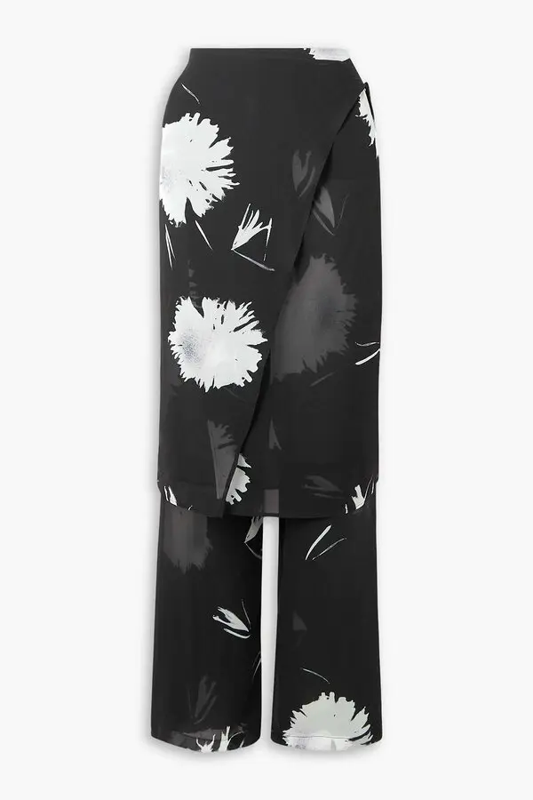 Ioannes Floral-print Flared Pants - Black