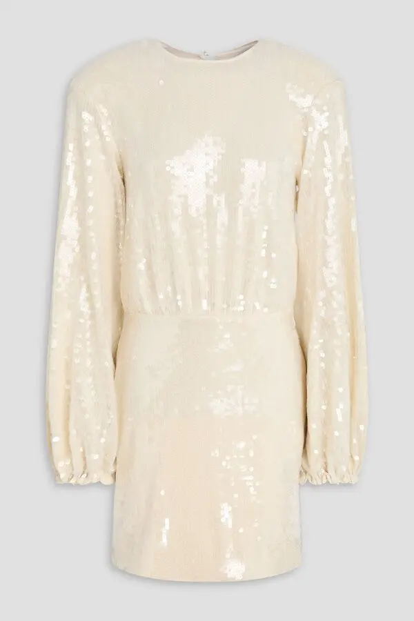 Remain Birger Christensen Sequined Mesh Mini Dress - Ivory