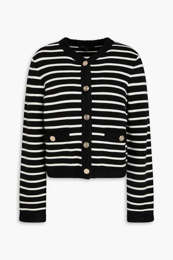 Maje Striped Knitted Cardigan - Black