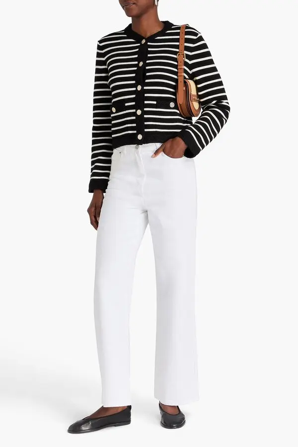 Maje Striped Knitted Cardigan - Black