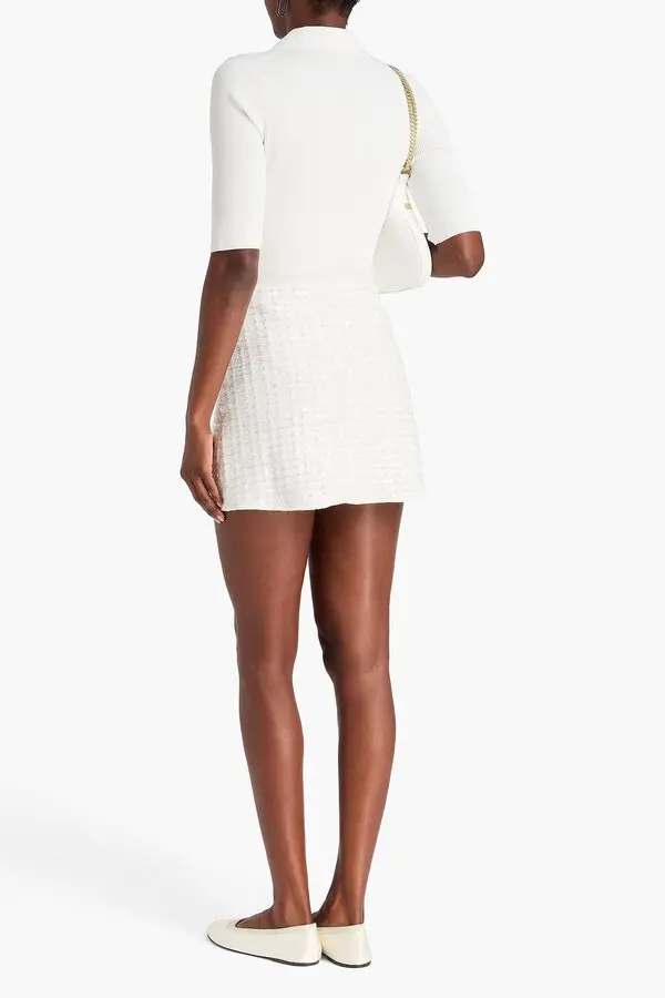 Maje Sequined Bouclé-knit Mini Skirt