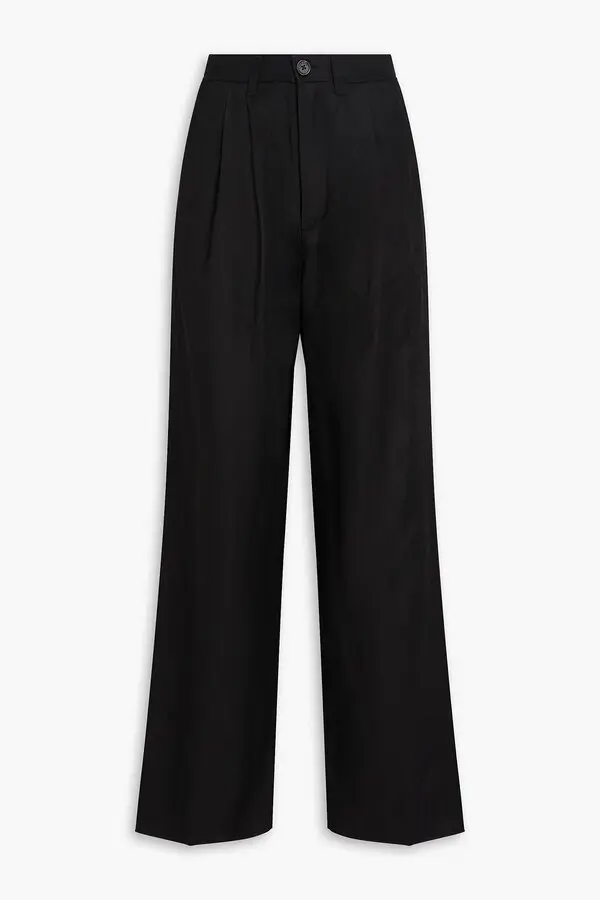 ANINE BING Carrie Pleated Straight-leg Twill Pants