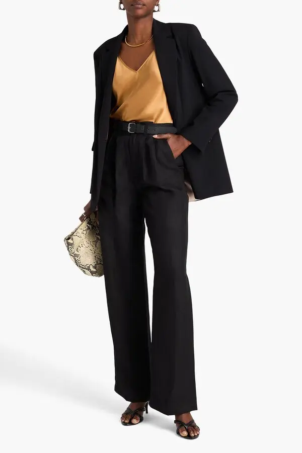 ANINE BING Carrie Pleated Straight-leg Twill Pants