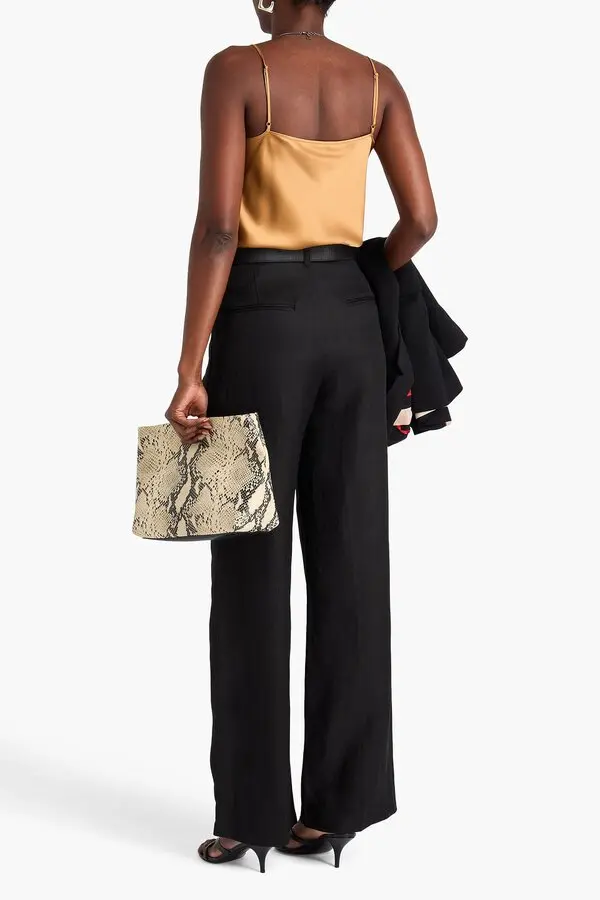 ANINE BING Carrie Pleated Straight-leg Twill Pants