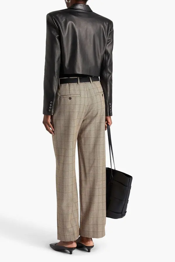 TOTEME Houndstooth Wool-tweed Wide-leg Pants
