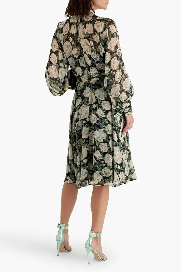 MIKAEL AGHAL Floral-print Georgette Midi Dress