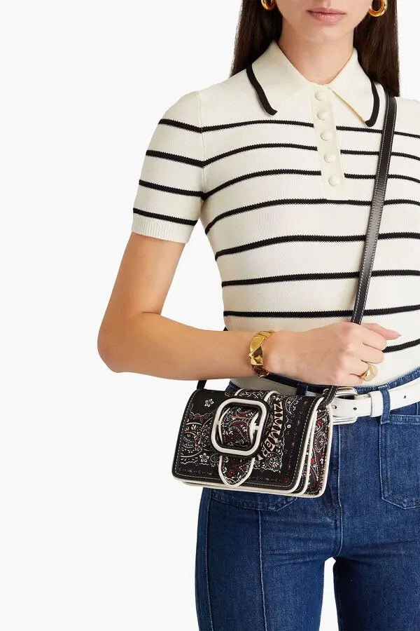 Zimmermann Leather-trimmed Paisley-print Canvas Crossbody Bag