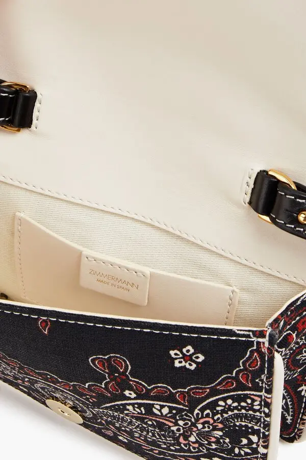 Zimmermann Leather-trimmed Paisley-print Canvas Crossbody Bag