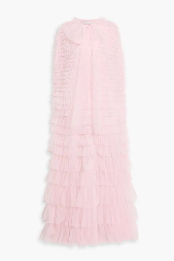 Carolina Herrera Bead-embellished Ruffled Silk-tulle Cape