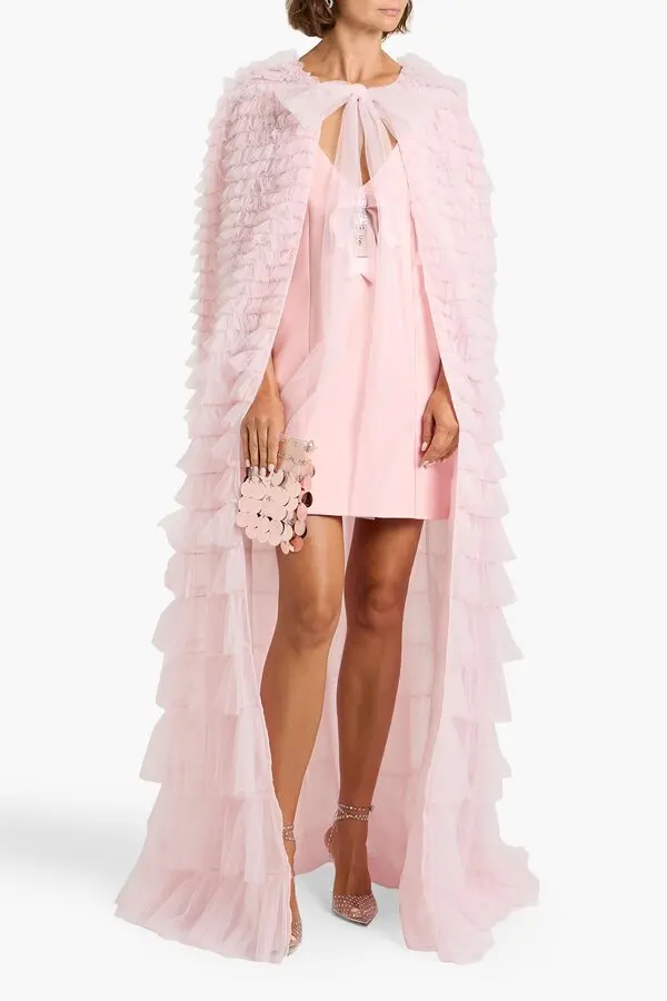 Carolina Herrera Bead-embellished Ruffled Silk-tulle Cape