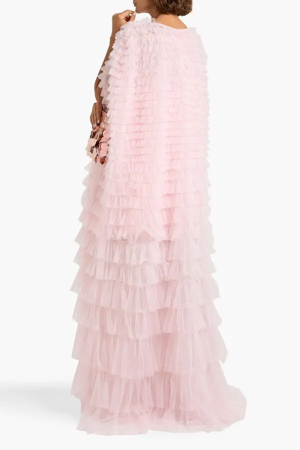 Carolina Herrera Bead-embellished Ruffled Silk-tulle Cape