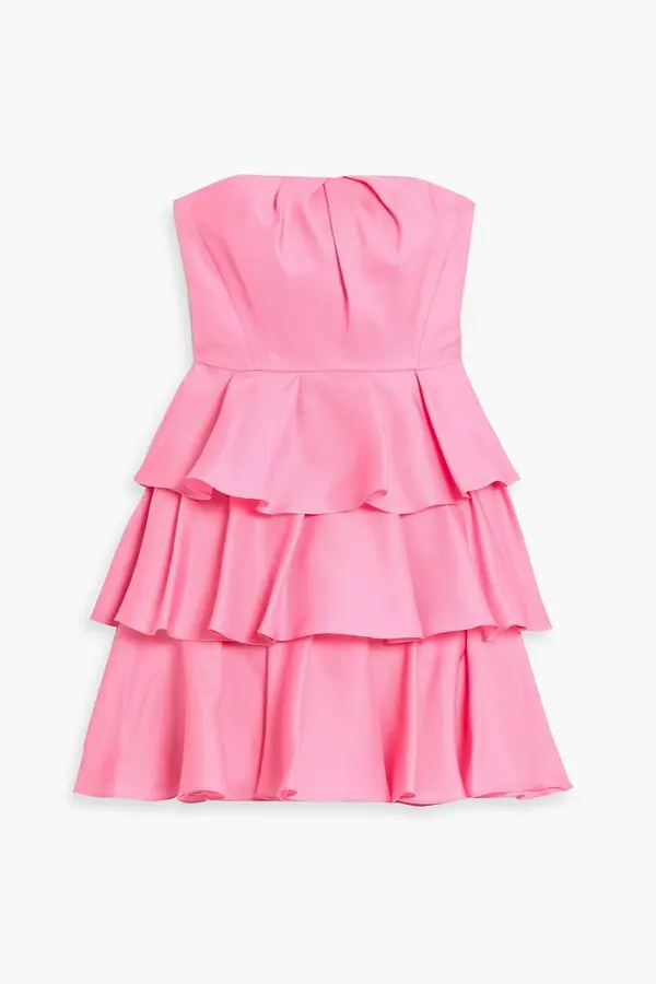 Carolina Herrera Strapless Tiered Silk Crepe De Chine Mini Dress