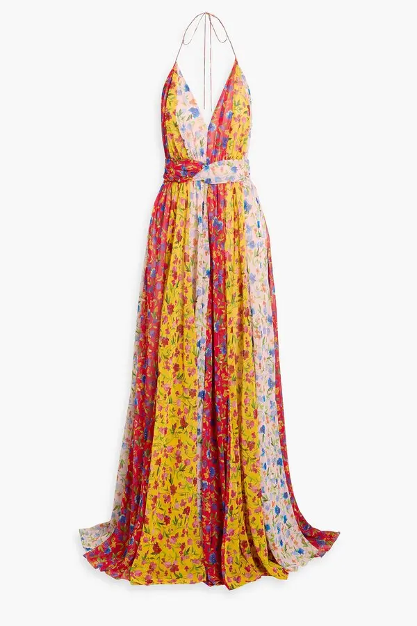 Carolina Herrera Floral-print Chiffon Halterneck Gown - Multicolor