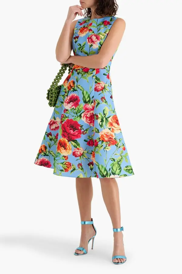 Carolina Herrera Floral-print Faille Midi Dress