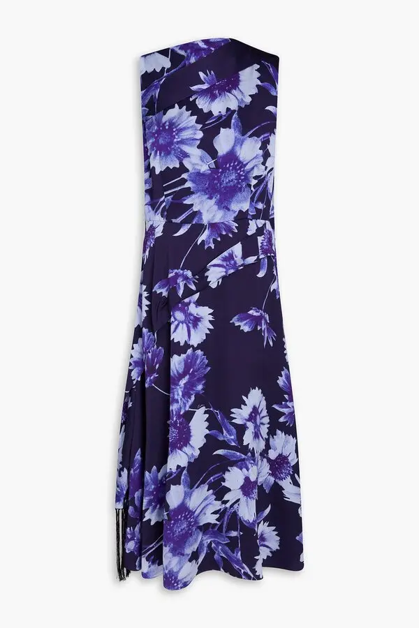 Erdem Floral-print Satin Midi Dress - Indigo