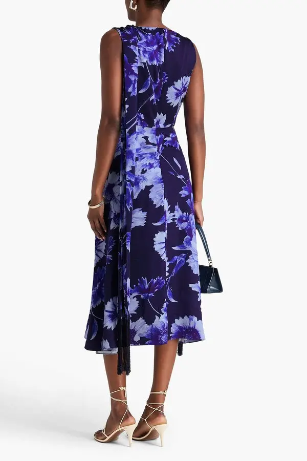 Erdem Floral-print Satin Midi Dress