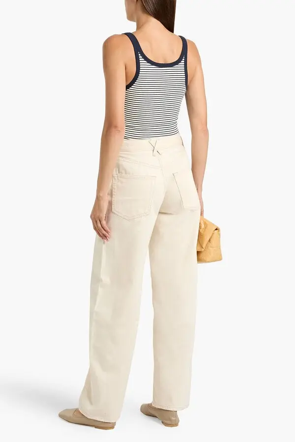 ALEX MILL Striped Cotton-blend Jersey Tank - Navy