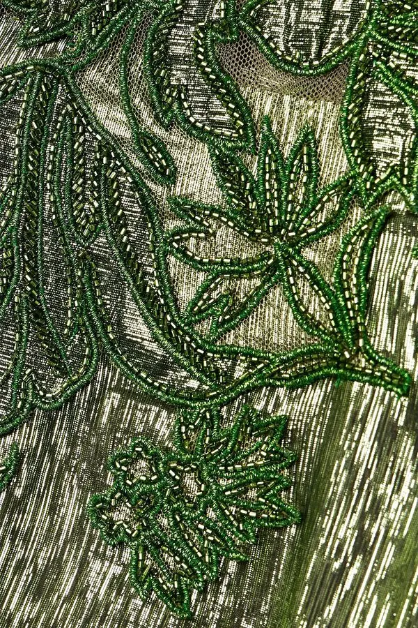 Oscar De La Renta Cape-effect Embellished Silk-blend Lamé Gown