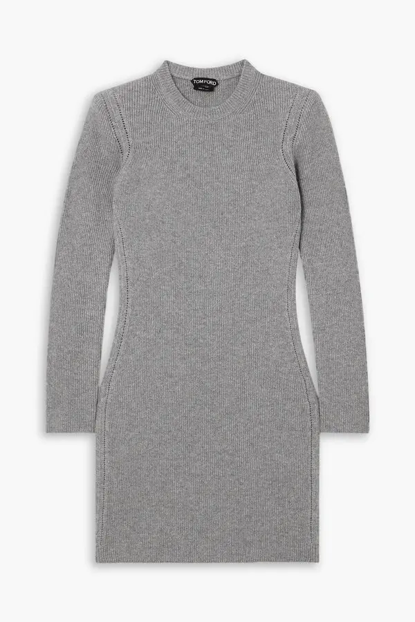 TOM FORD Pointelle-trimmed Ribbed Cashmere Mini Dress