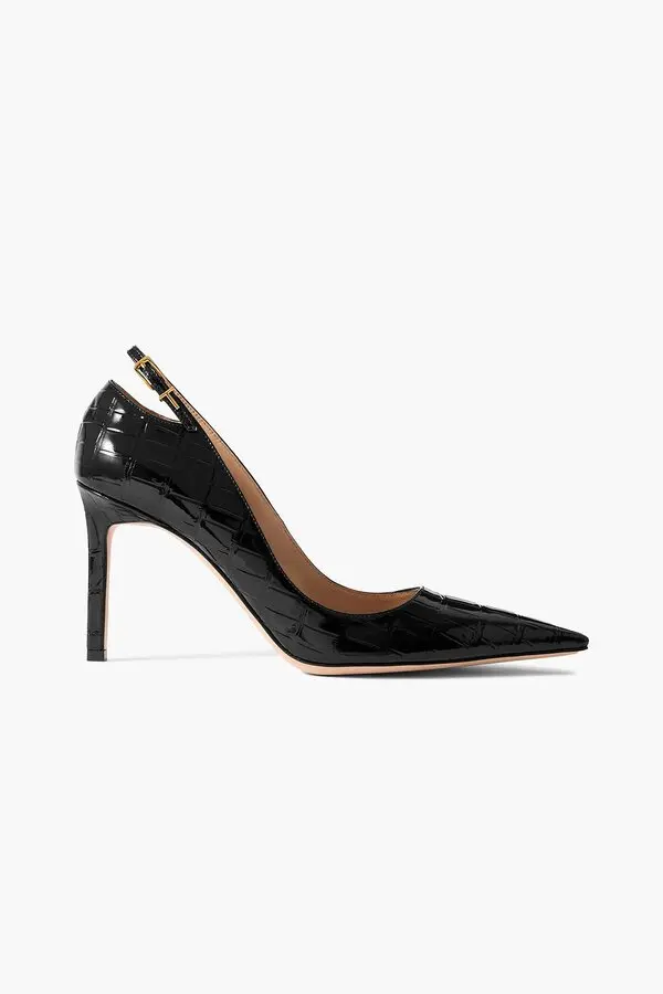 TOM FORD Angelina Croc-effect Leather Point-toe Pumps - Black