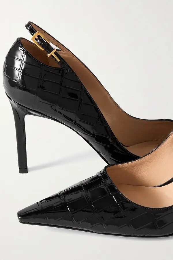 TOM FORD Angelina Croc-effect Leather Point-toe Pumps - Black